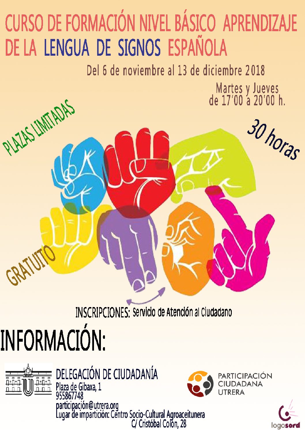 Curso nivel básico de lenguaje de signos española - Ayuntamiento de Utrera